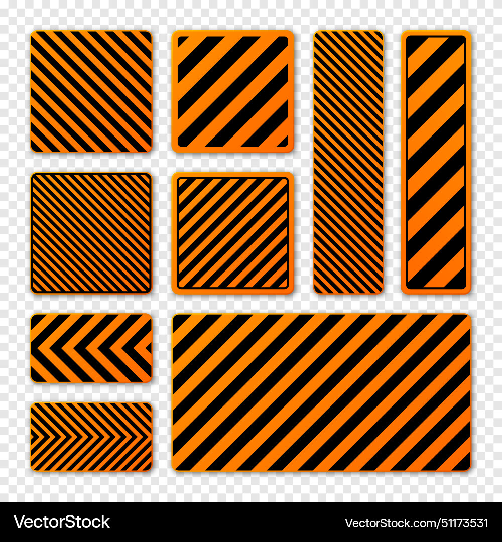 Various black and orange warning signs Royalty Free Vector