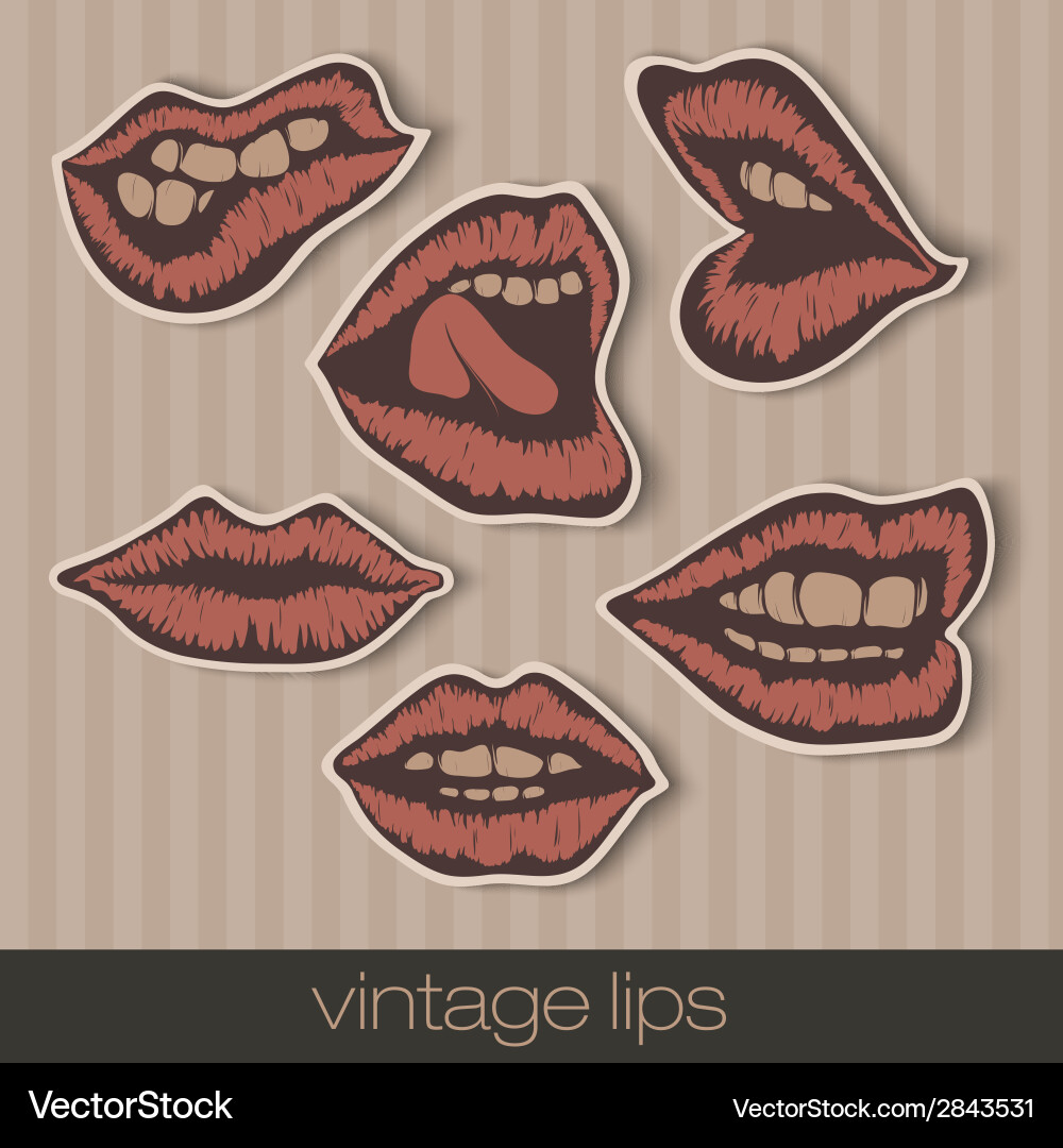 Vintage paper lips Royalty Free Vector Image - VectorStock