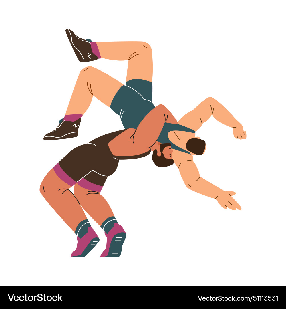 Wrestlers in grappling technique Royalty Free Vector Image