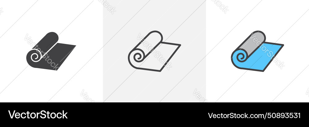 Yoga mat icon set roll carpet and exercise Vector Image