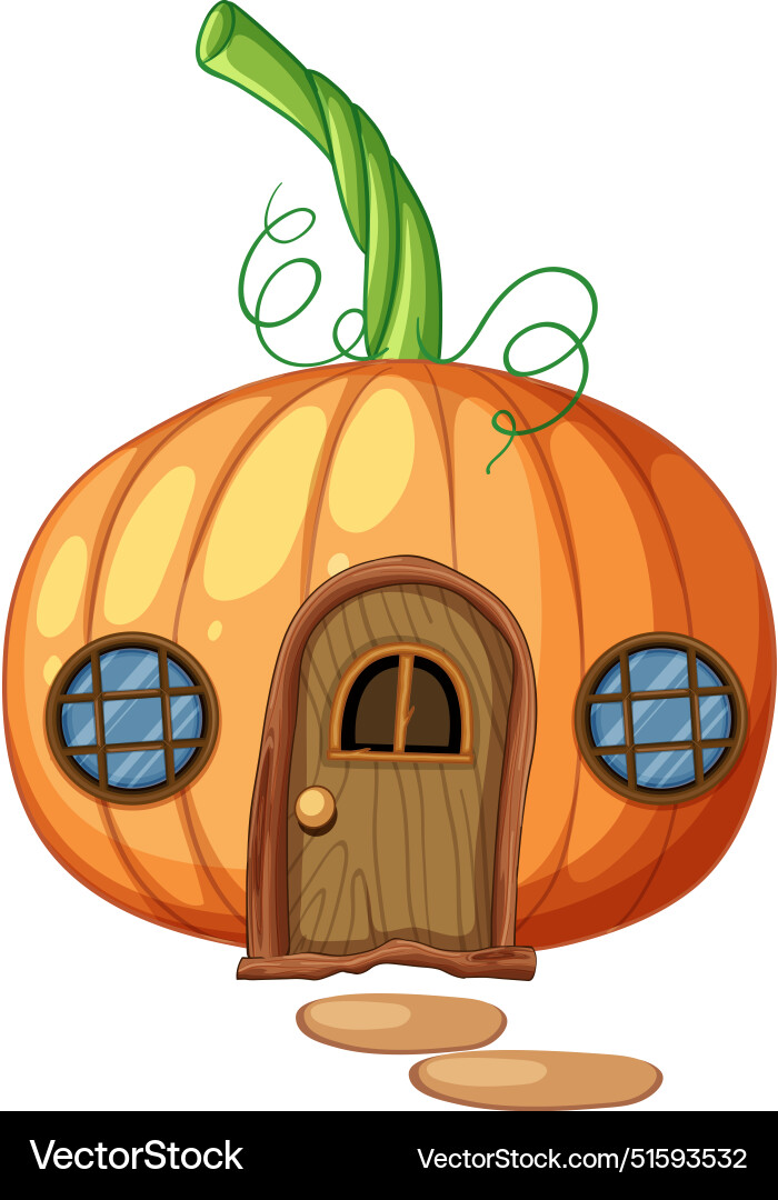 A charming pumpkin house with round windows Vector Image