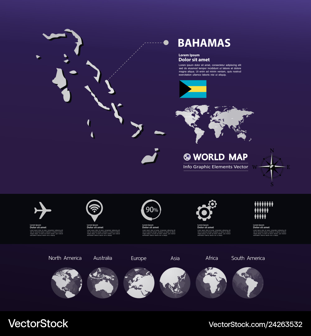 Bahamas map Royalty Free Vector Image - VectorStock