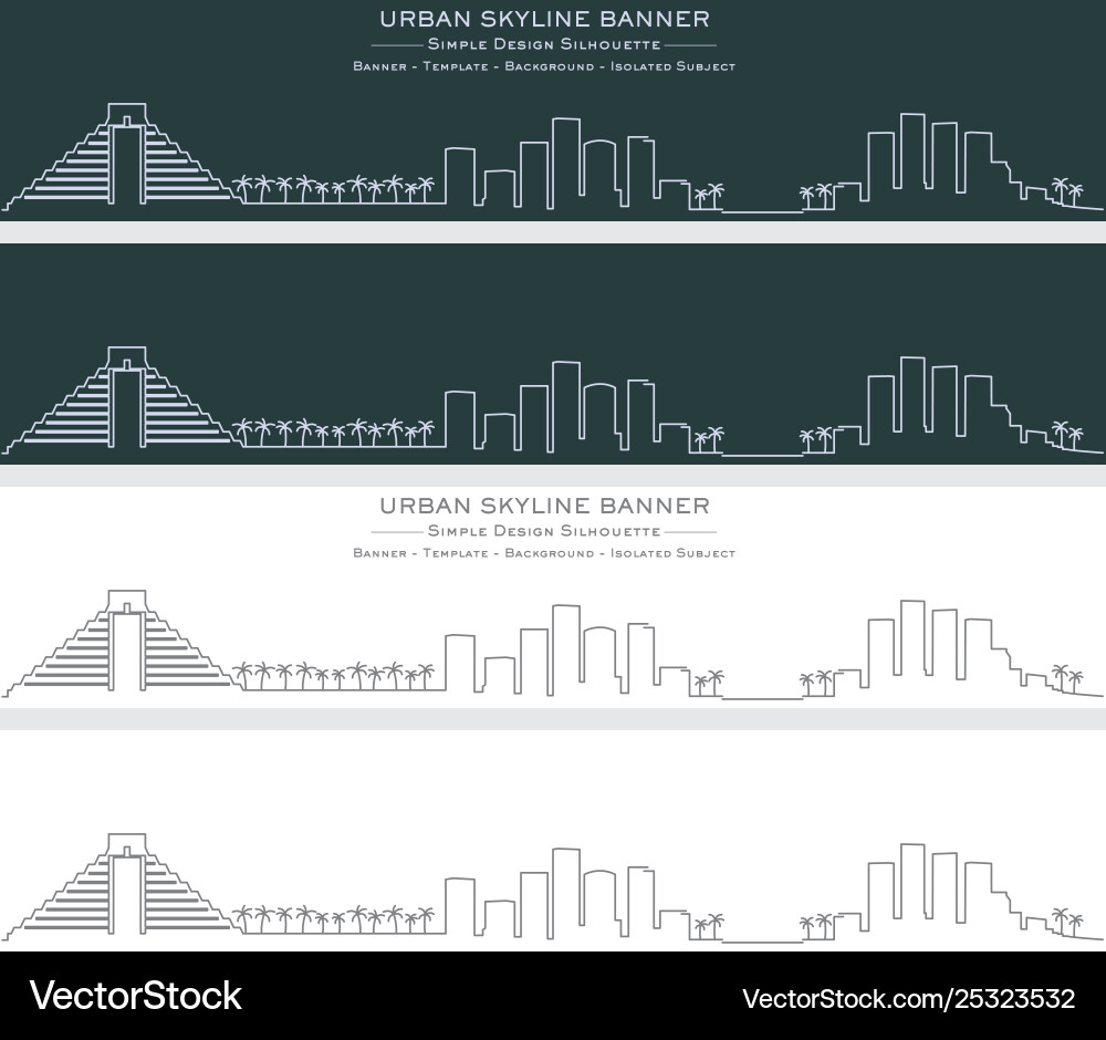 Cancun single line skyline banner Royalty Free Vector Image