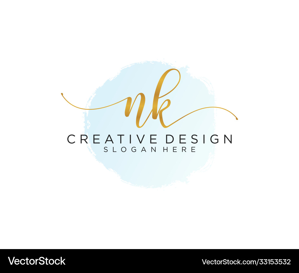 Initial nk handwriting logo with watercolor Vector Image