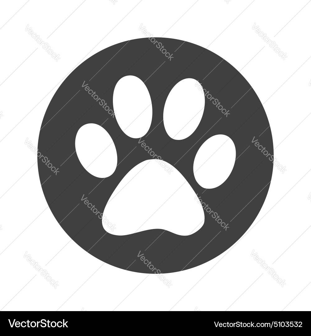 Monochrome round paw icon Royalty Free Vector Image