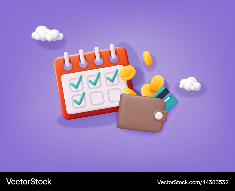 Plan payment concept calendar with wallet Vector Image