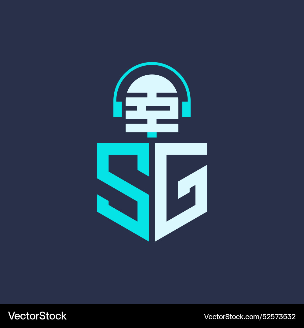 Sg microphone logo design for audio music Vector Image