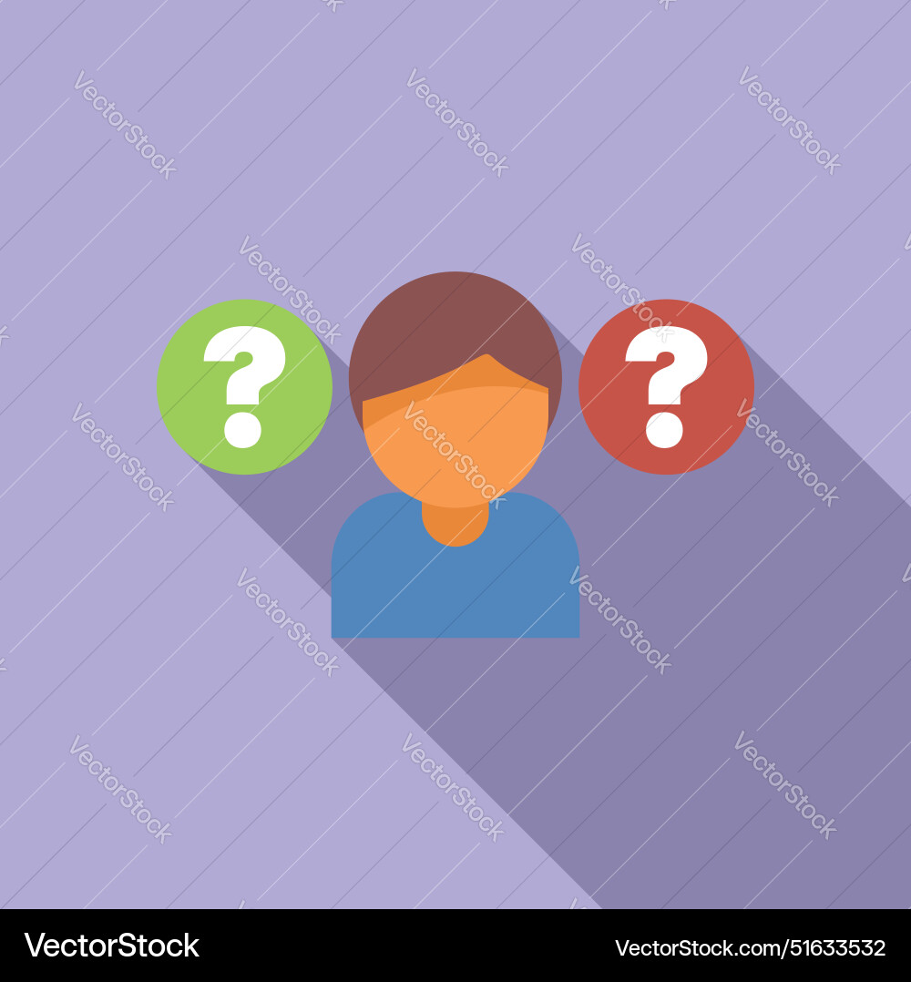 Young man making a decision with question marks Vector Image
