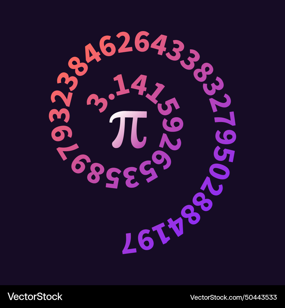 314 - pi spiral mathematical constant colored Vector Image