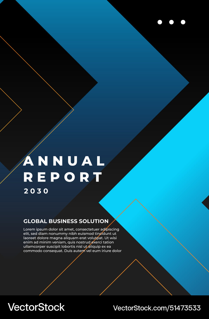 Blue and black business annual report template Vector Image