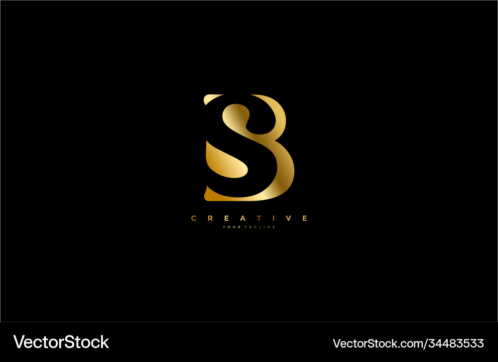 Bs logo simple initial gold color design template Vector Image