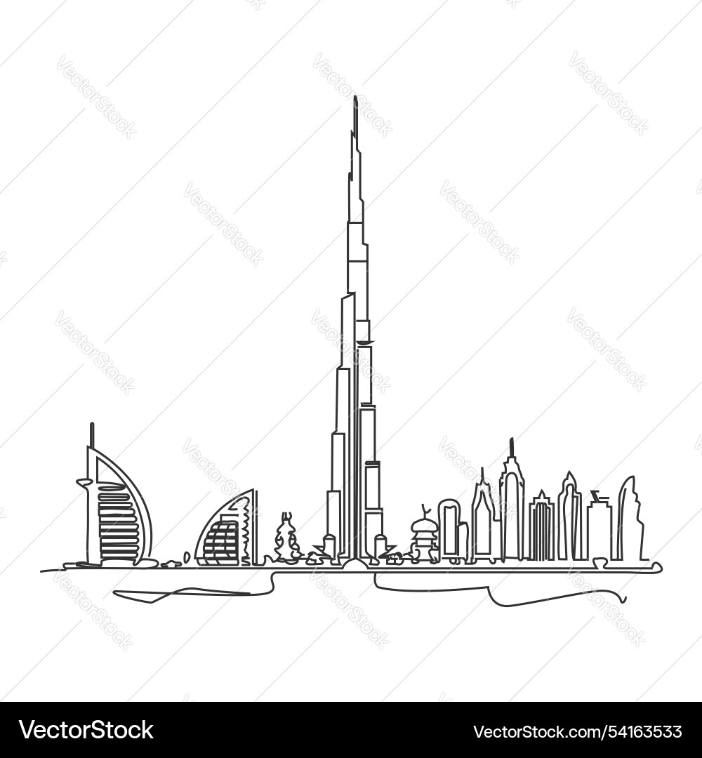 Cityscape in continuous one line drawing m Vector Image