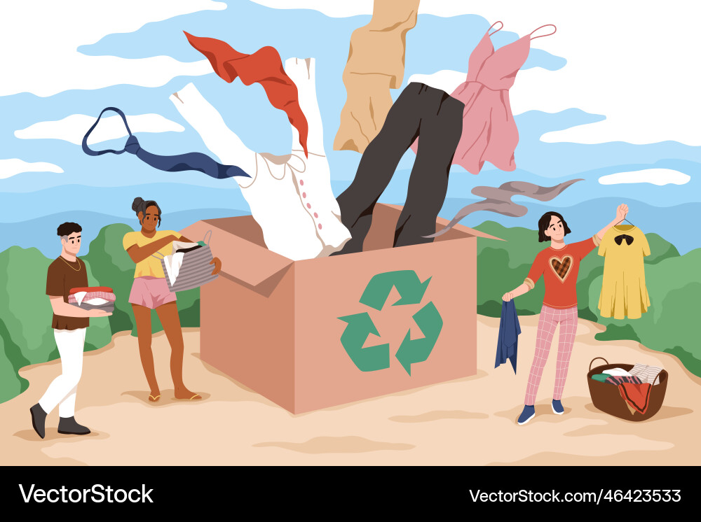 Clothes recycling textiles things donation Vector Image