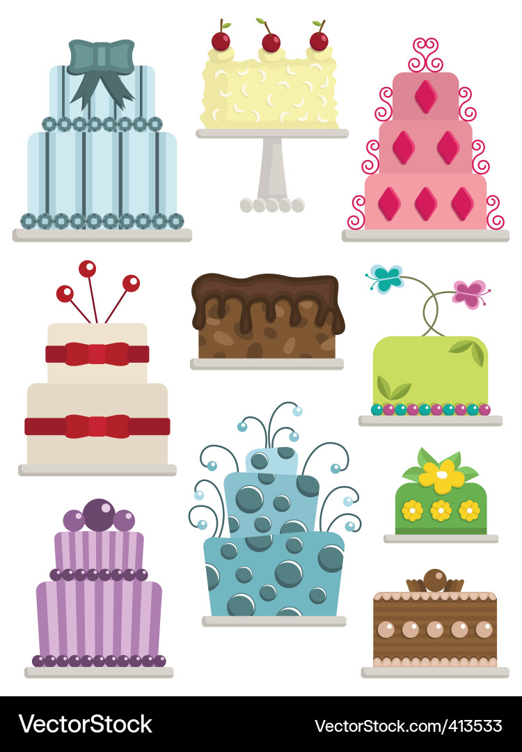 Decorated cakes Royalty Free Vector Image - VectorStock
