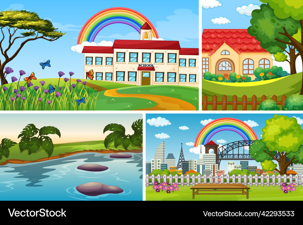 Four different background scenes Royalty Free Vector Image