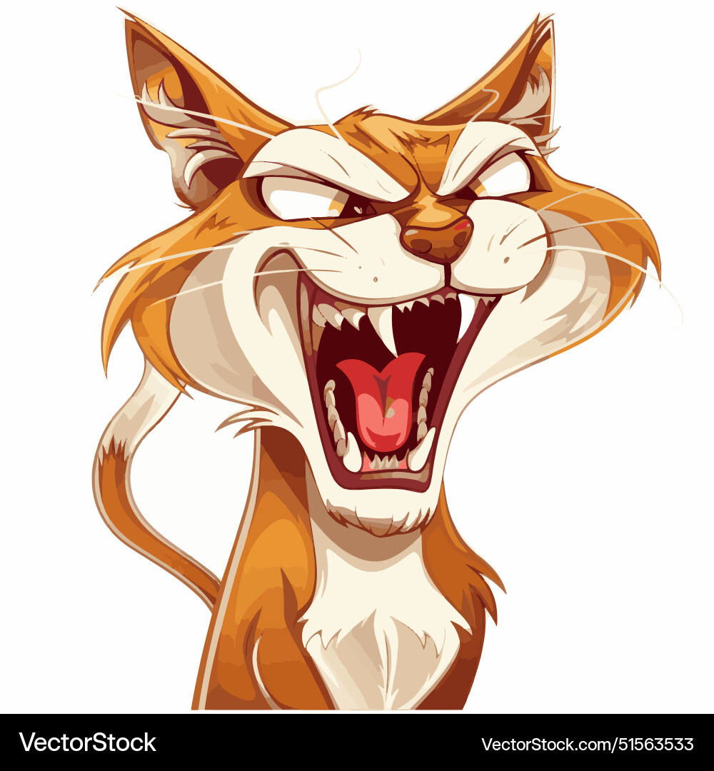 Furious cartoon cat with a wild angry expression Vector Image