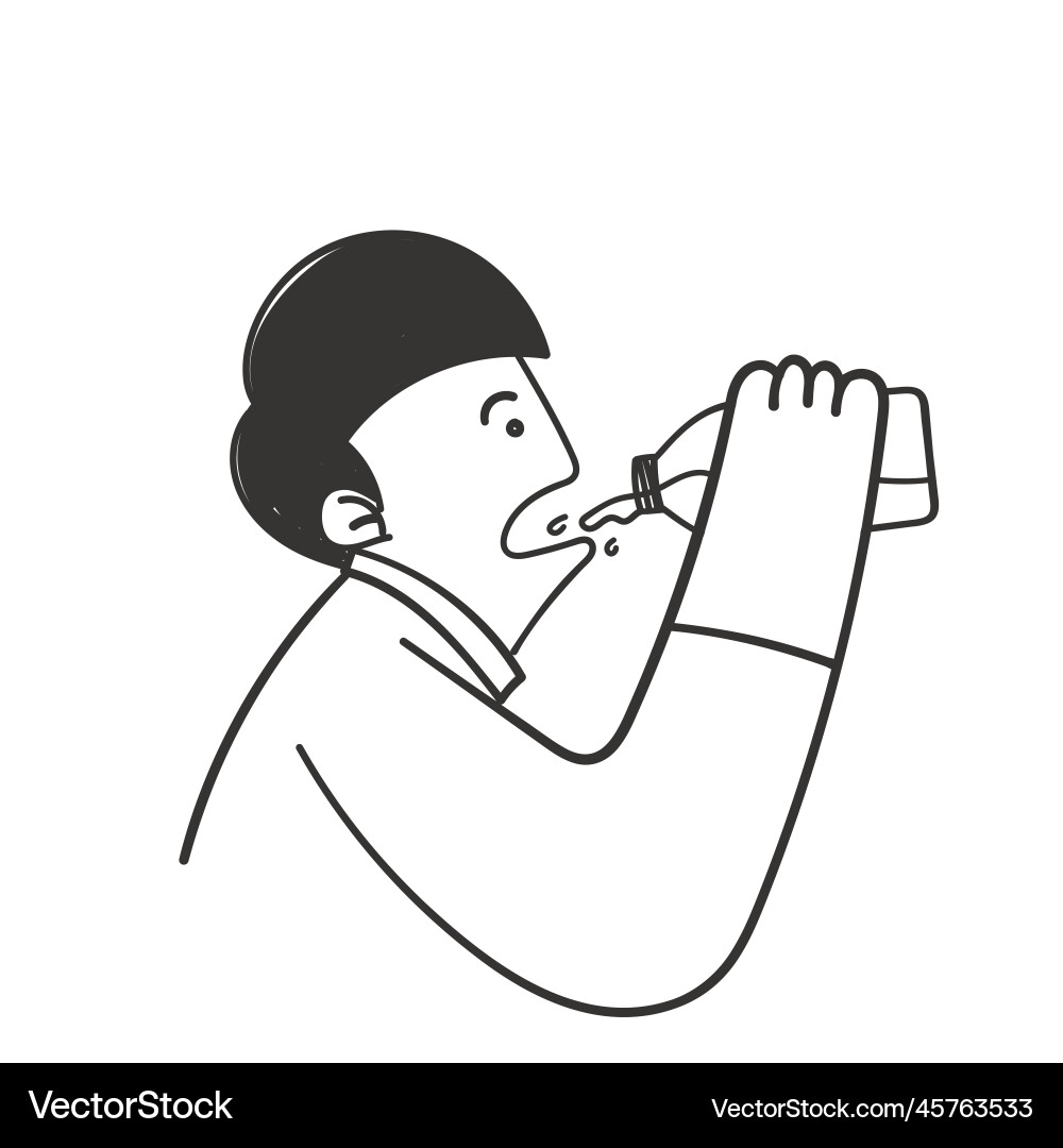 Hand drawn doodle person drinking from a water Vector Image
