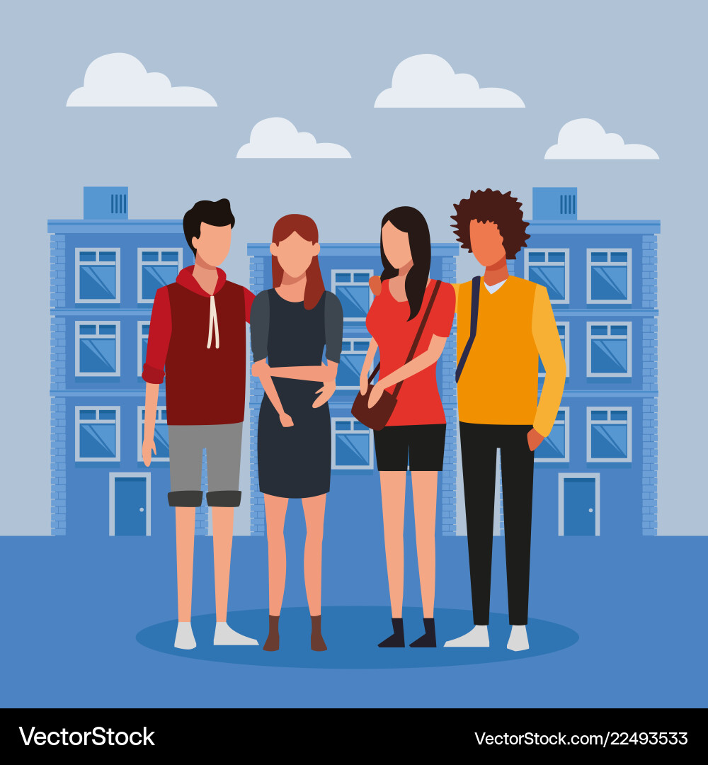 Menschen Treffen Cartoon Lizenzfreies Vektorbild