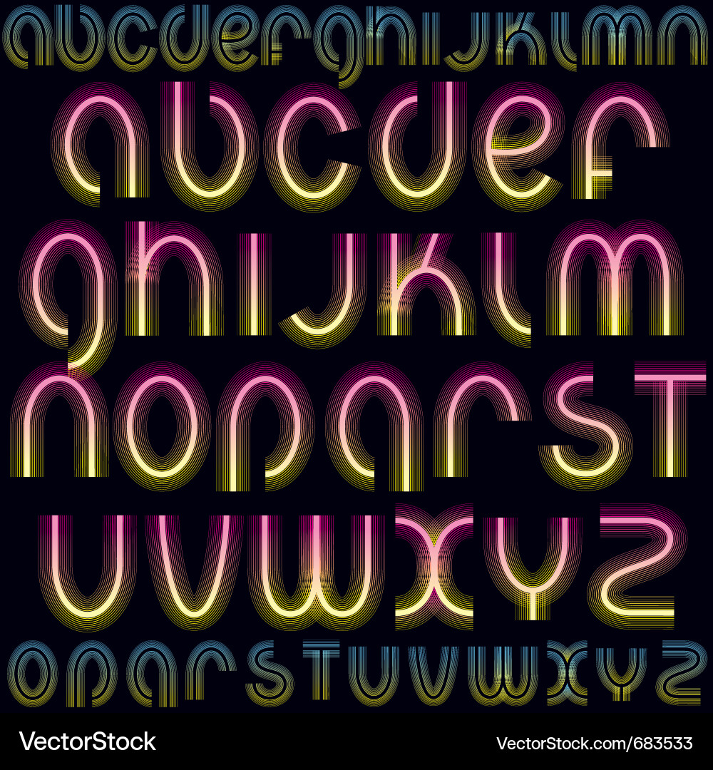 Neon alphabet Royalty Free Vector Image - VectorStock