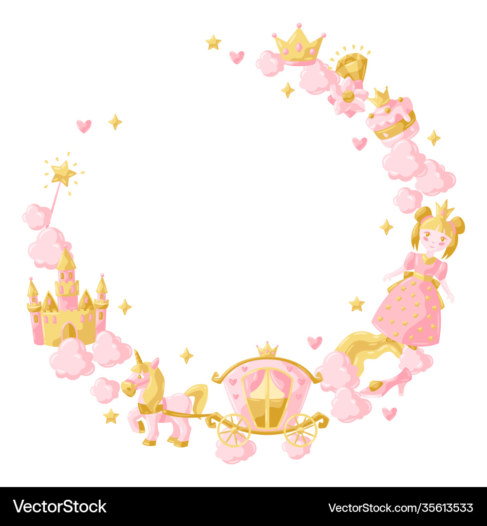 Princess party items frame Royalty Free Vector Image