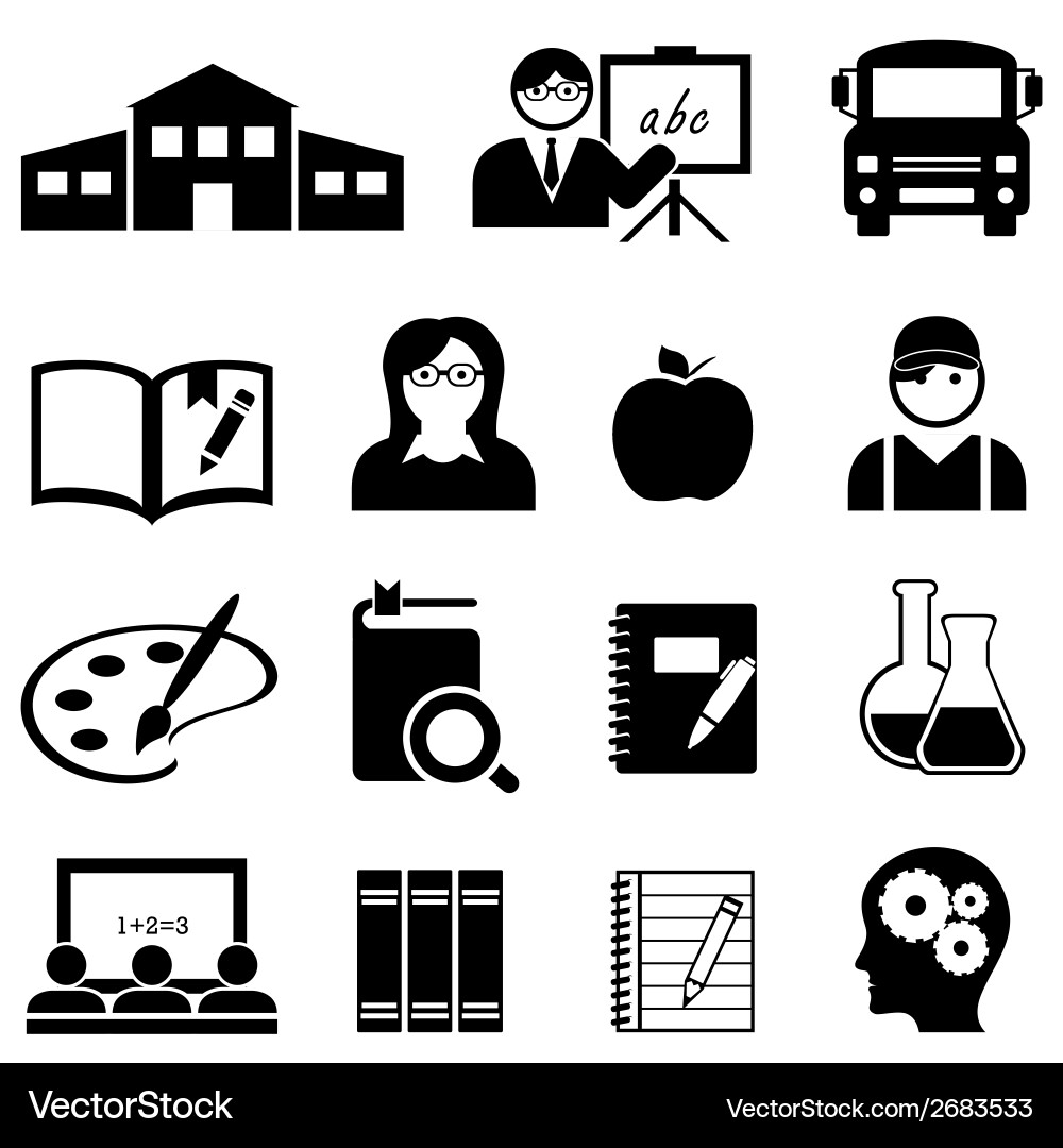 School learning and educaiton icons Royalty Free Vector