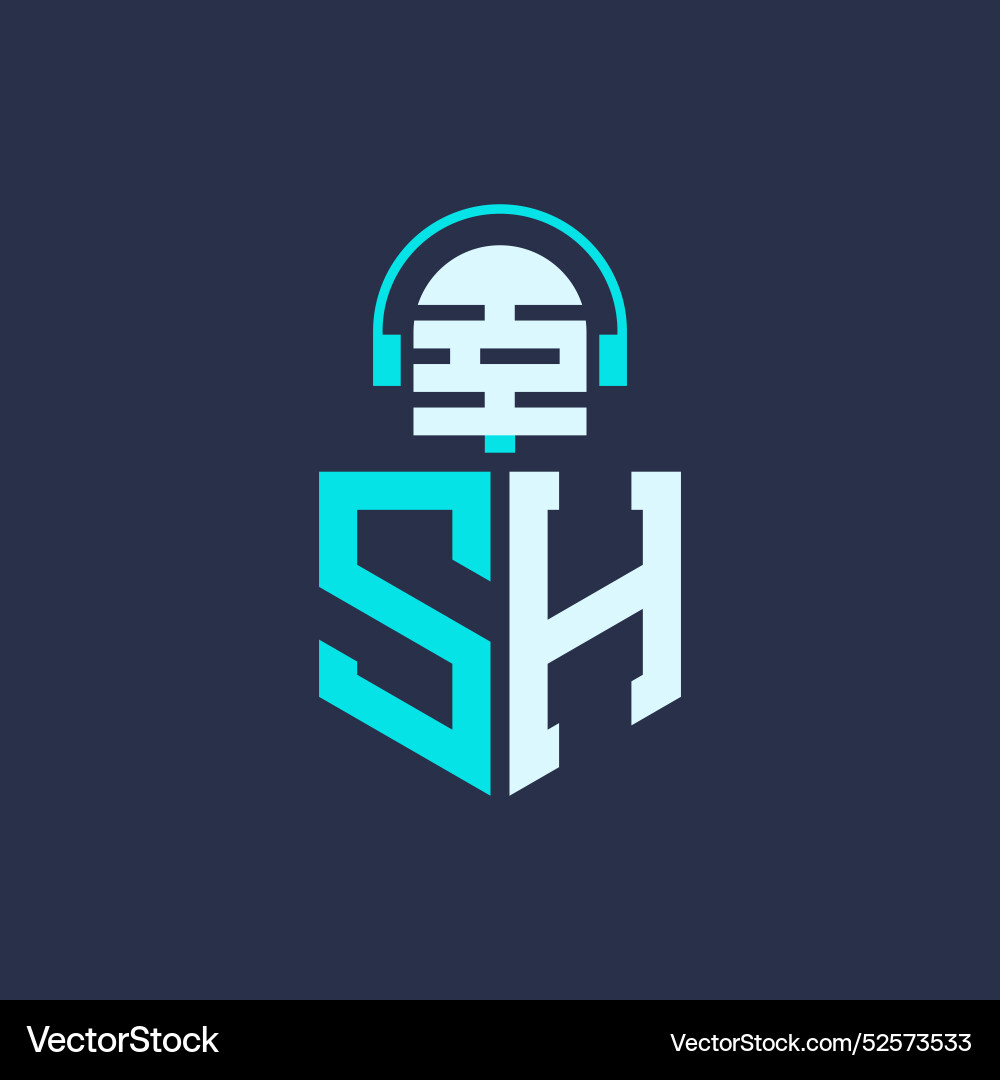 Sh microphone logo design for audio music Vector Image