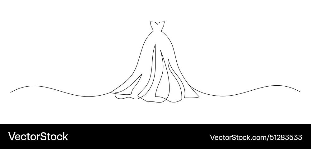 Wedding dress in one continuous line drawing Vector Image