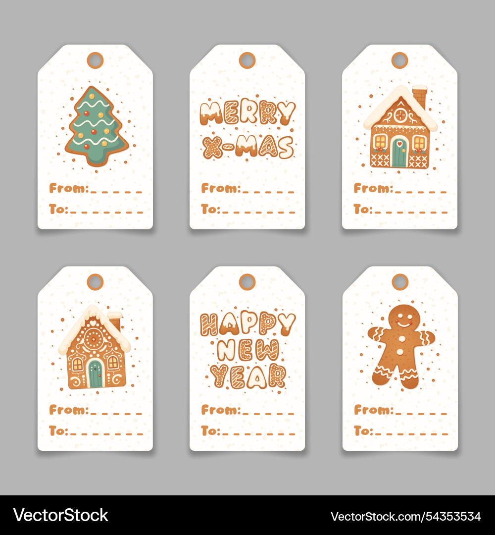 Christmas gingerbread cookies gift tags collection
