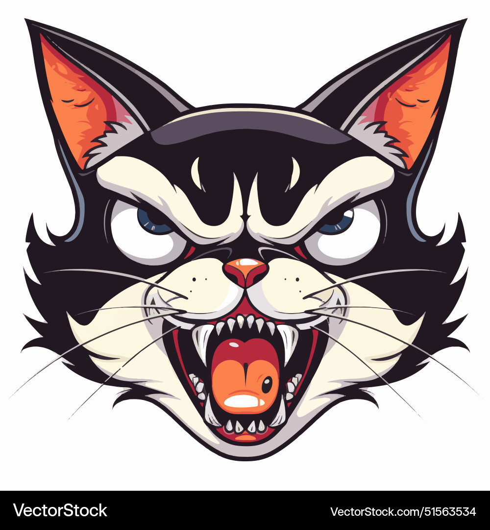 Furious cartoon cat with an exaggerated Royalty Free Vector