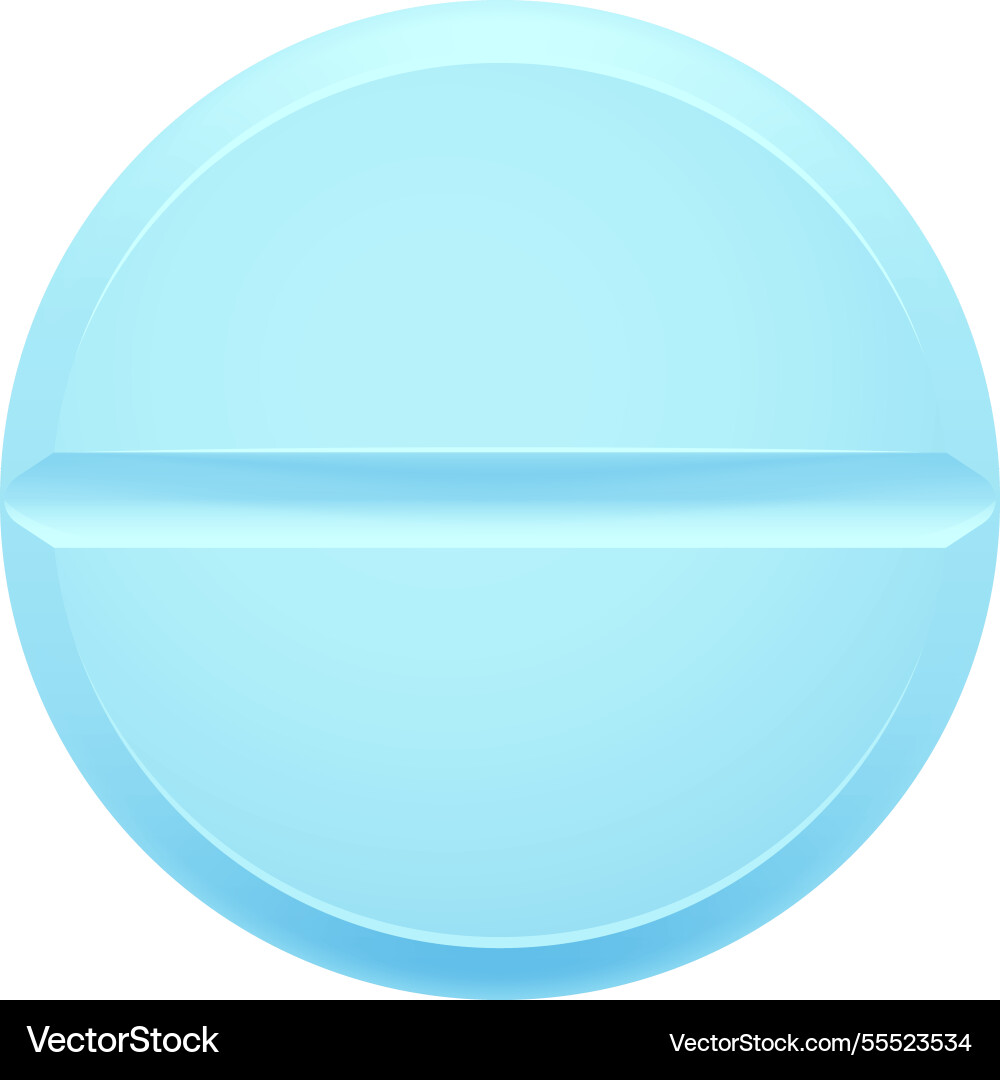 Light blue round medicine pill with score line Vector Image