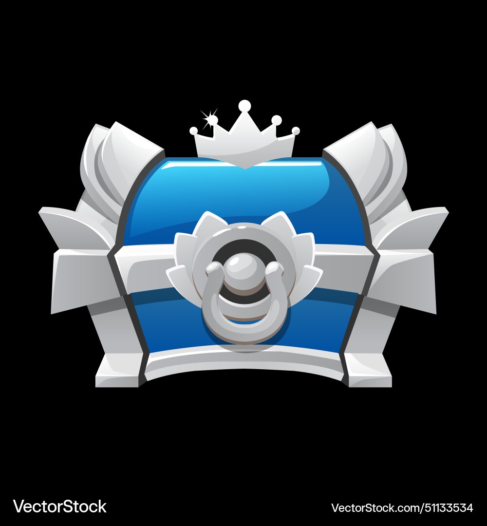 Silver and blue treasure chest Royalty Free Vector Image