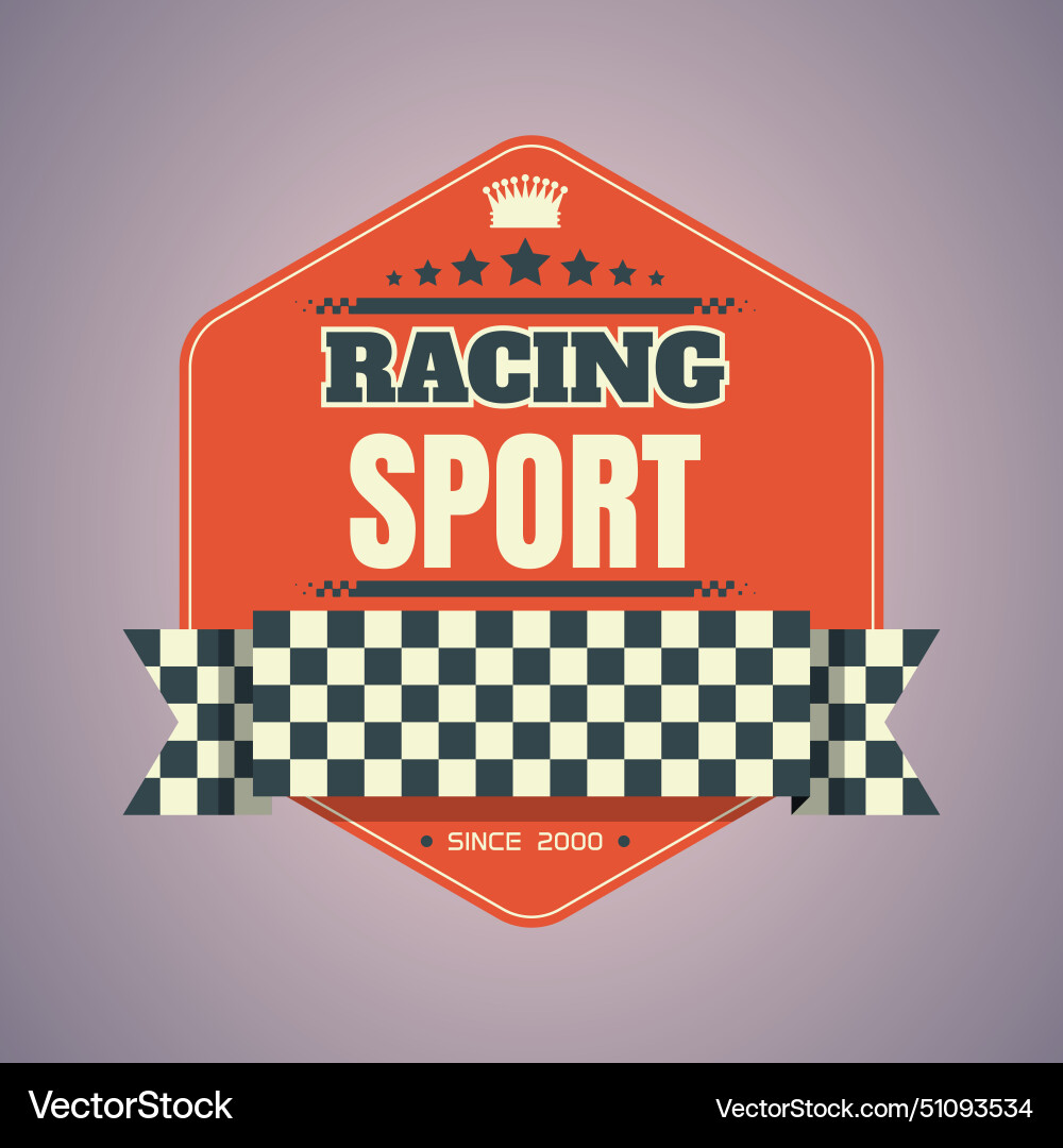 Sport racing label hexagon Royalty Free Vector Image