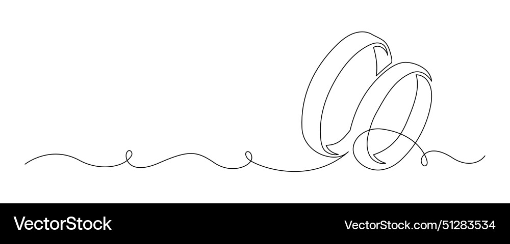 Two wedding rings in one continuous line drawing Vector Image