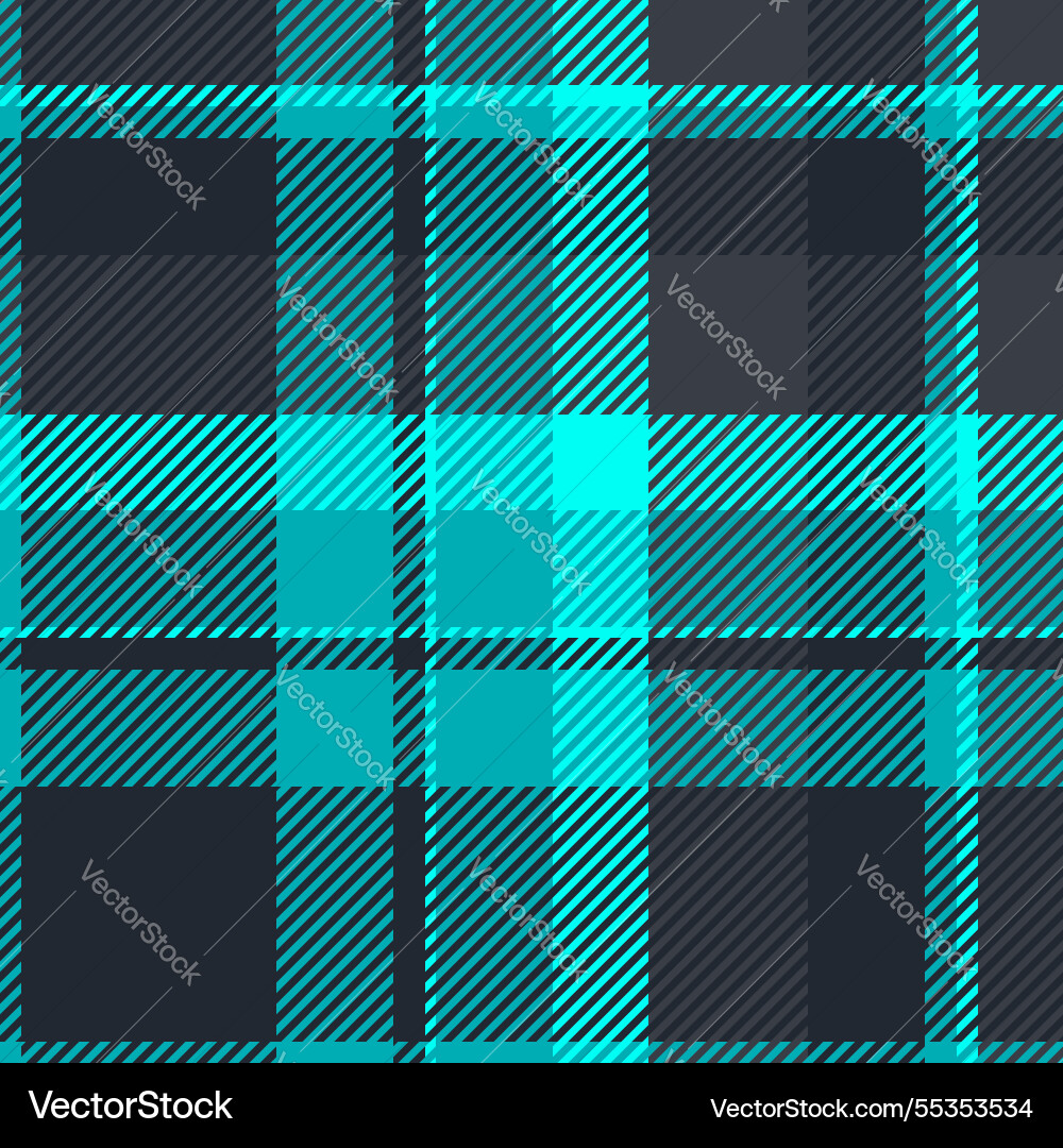 Vibrant teal and charcoal plaid pattern perfect Vector Image