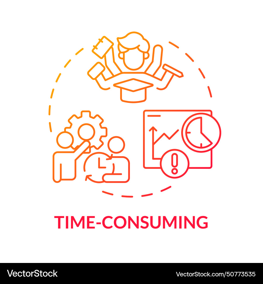Time-consuming red gradient concept icon Vector Image Time-consuming red gradient concept icon Vector Image