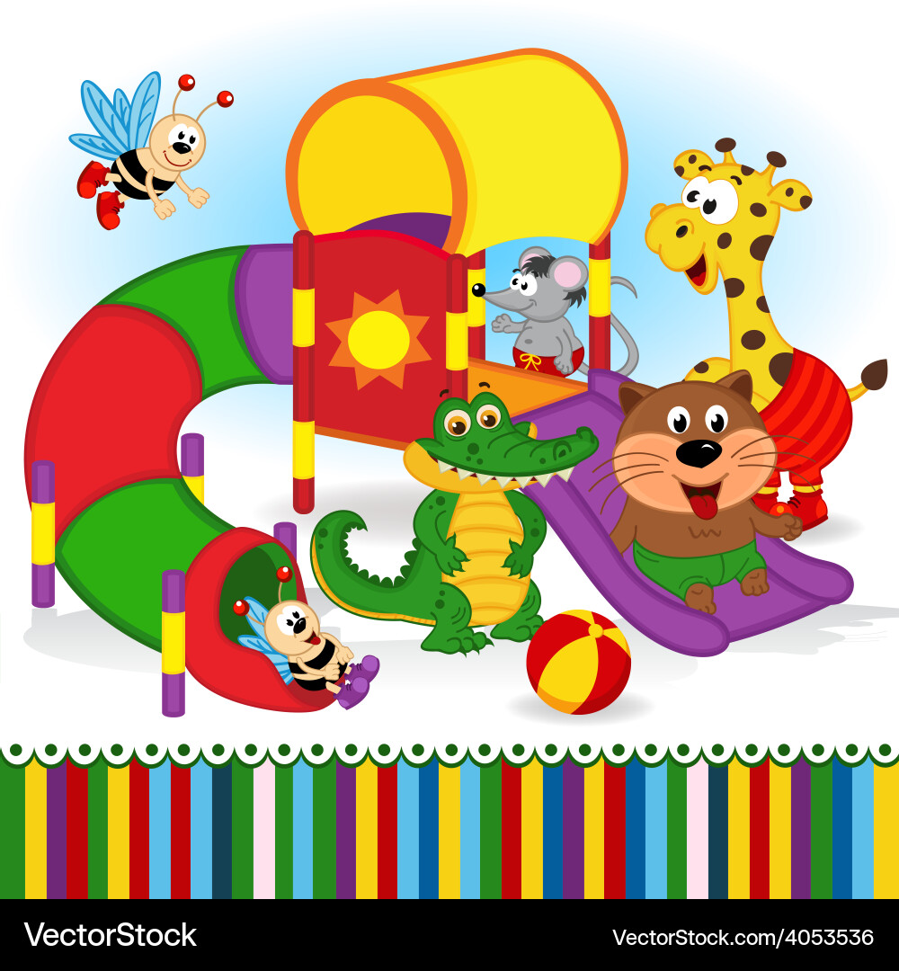 Animals at playground Royalty Free Vector Image