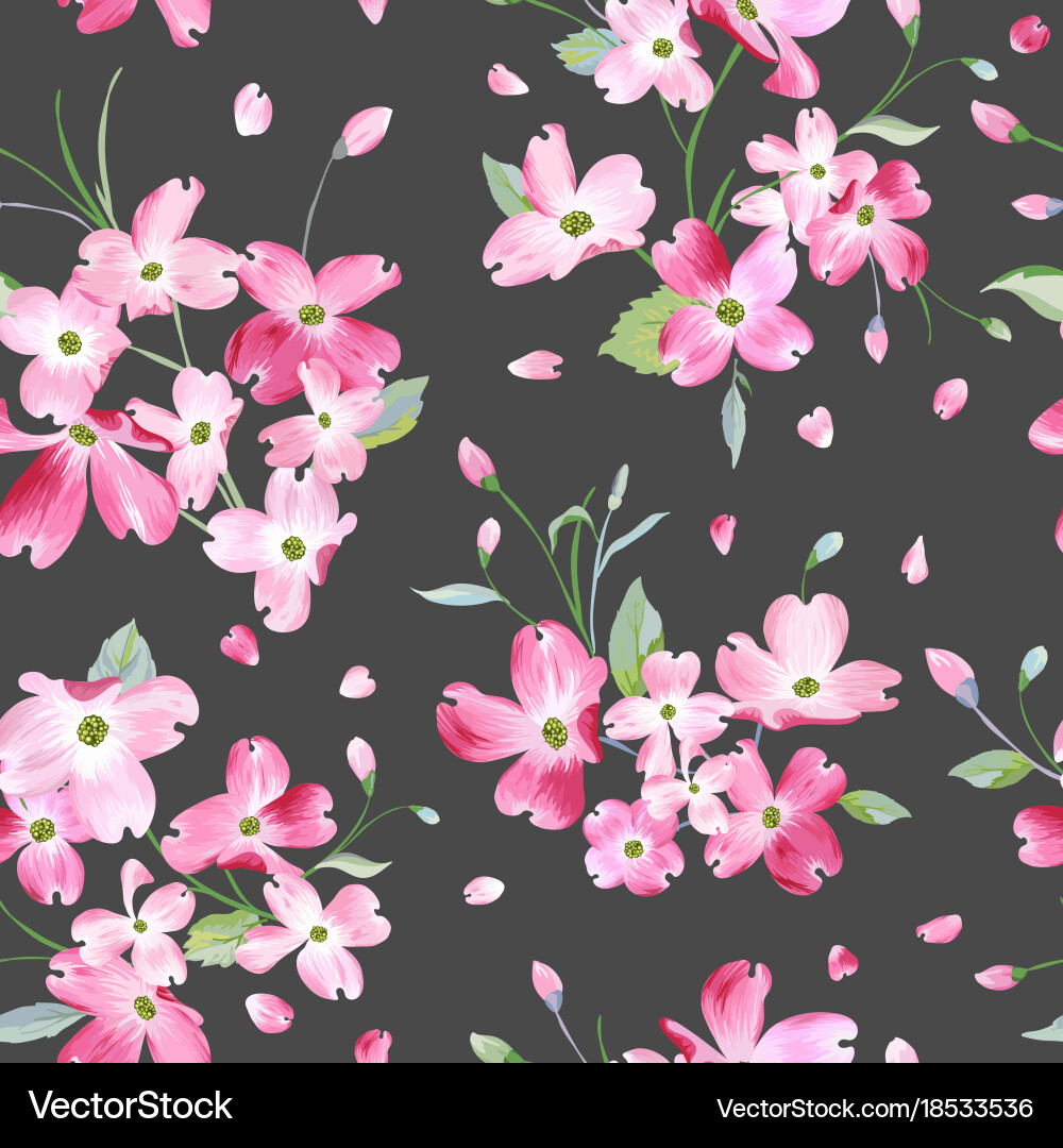 Blooming spring flowers pattern seamless Vector Image