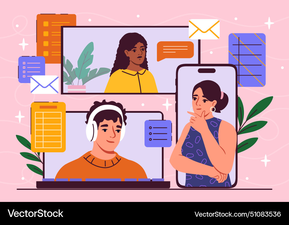 Concept of digital communication people Royalty Free Vector