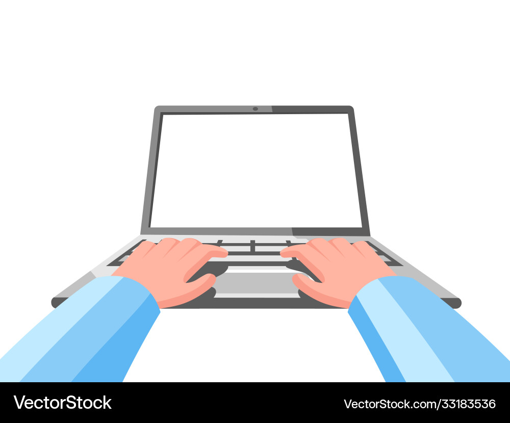 Hands on laptop Royalty Free Vector Image - VectorStock