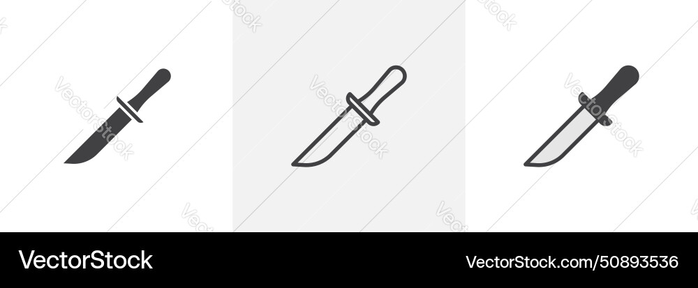 Knife icon set sharp blade kitchen chef Royalty Free Vector