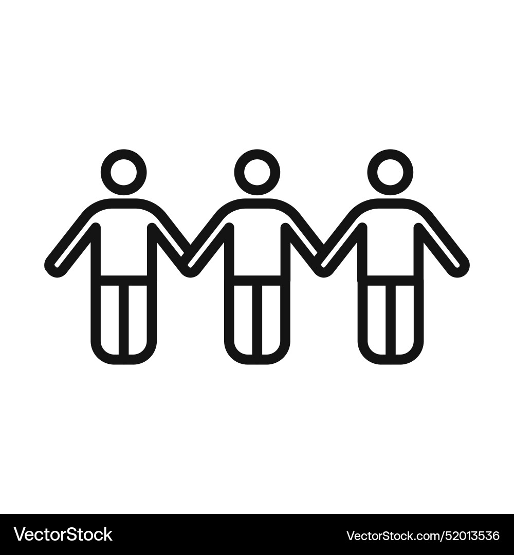 Modern teamwork icon black line art Royalty Free Vector
