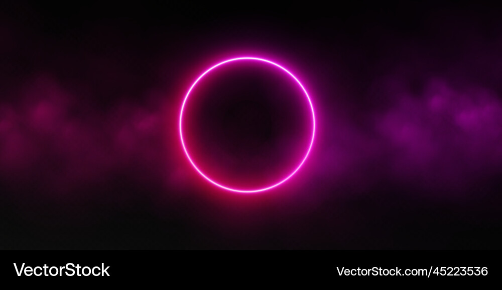 Neon circle frame with smoke cloud glowing Vector Image