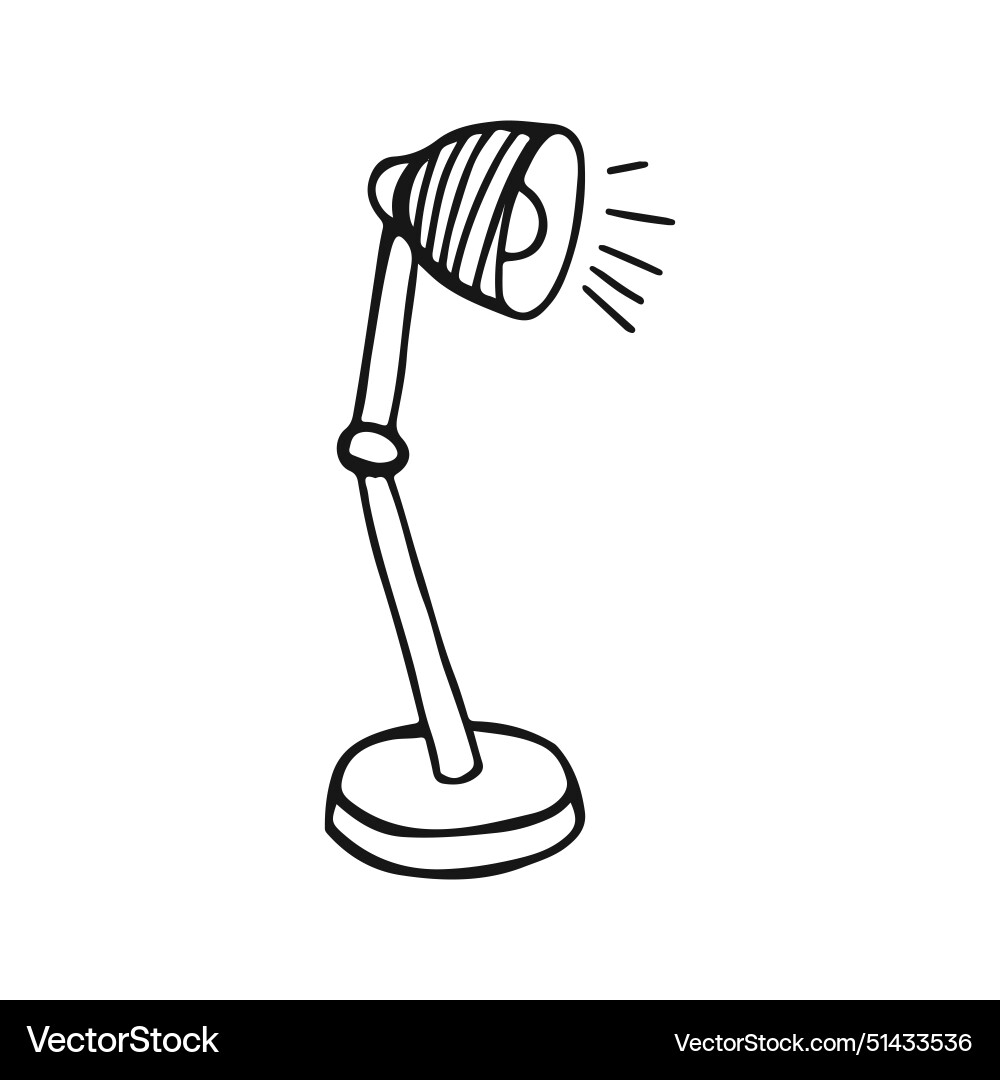 Simple hand-drawn desk lamp sketch with shaded Vector Image