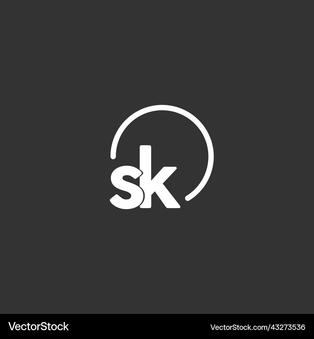 Sk initial logo with rounded circle Royalty Free Vector