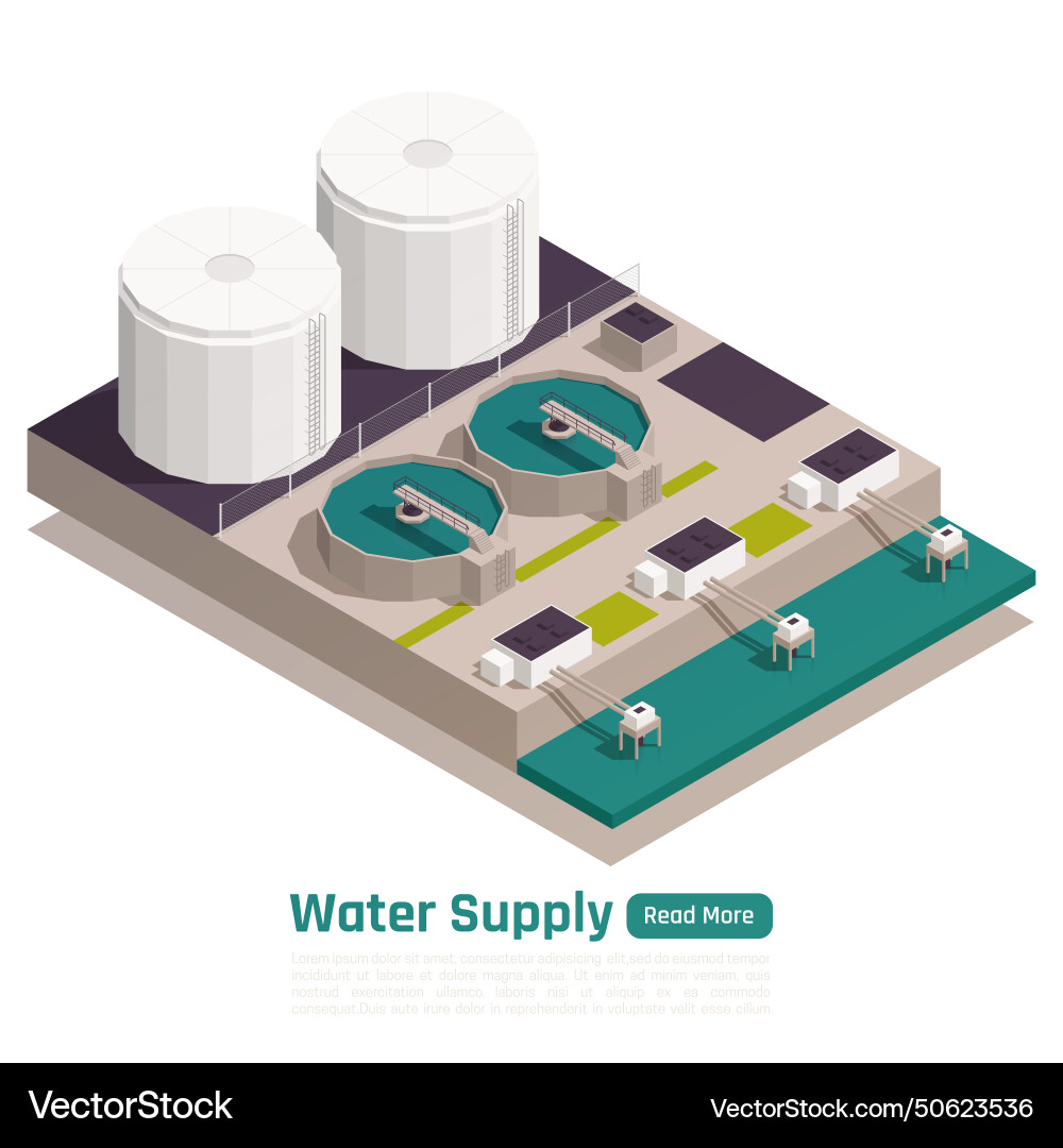 Water supply isometric background Royalty Free Vector Image