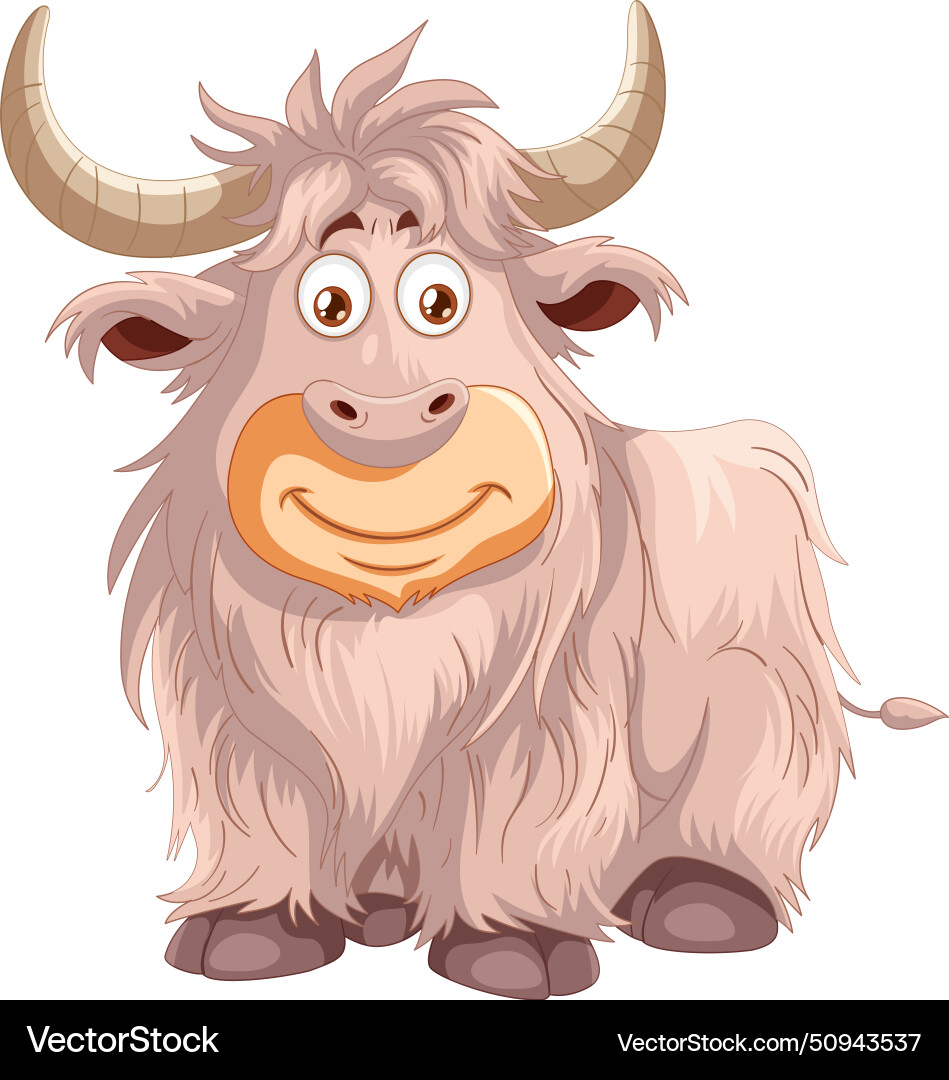 A friendly yak character with big smile Royalty Free Vector