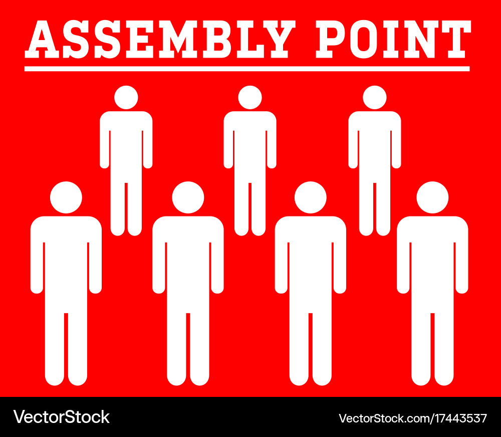 Assembly point symbolboard with group icon people Vector Image