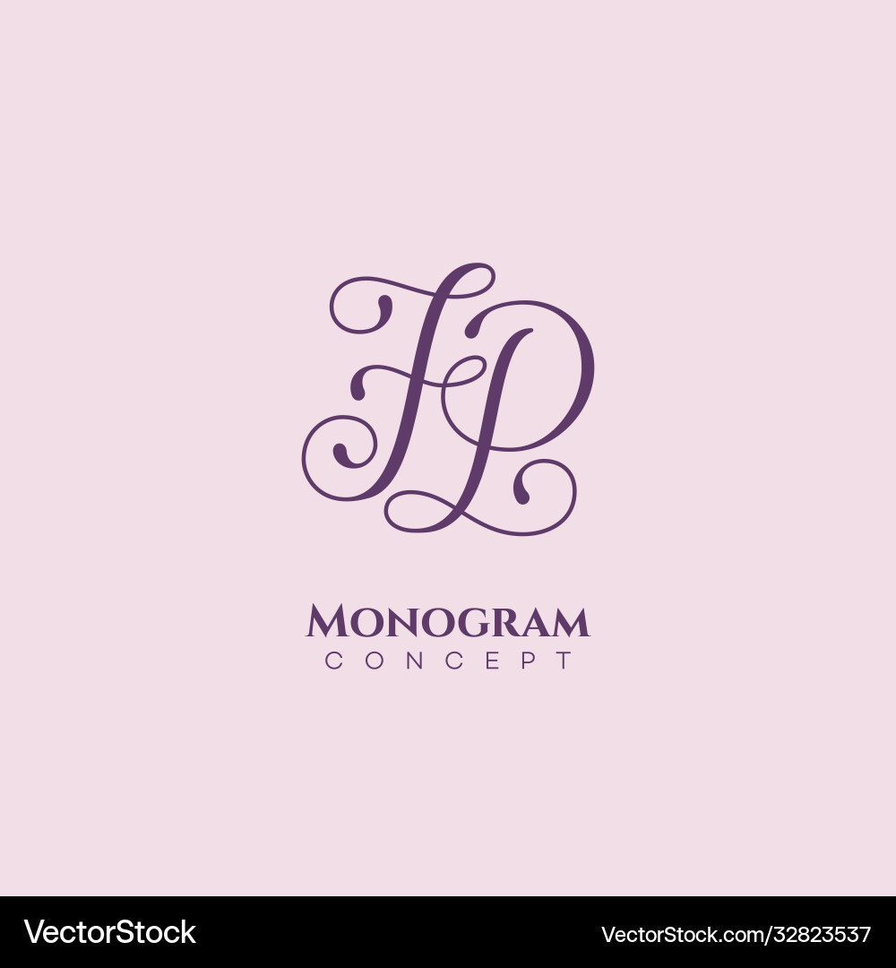 Calligraphic monogram fp Royalty Free Vector Image