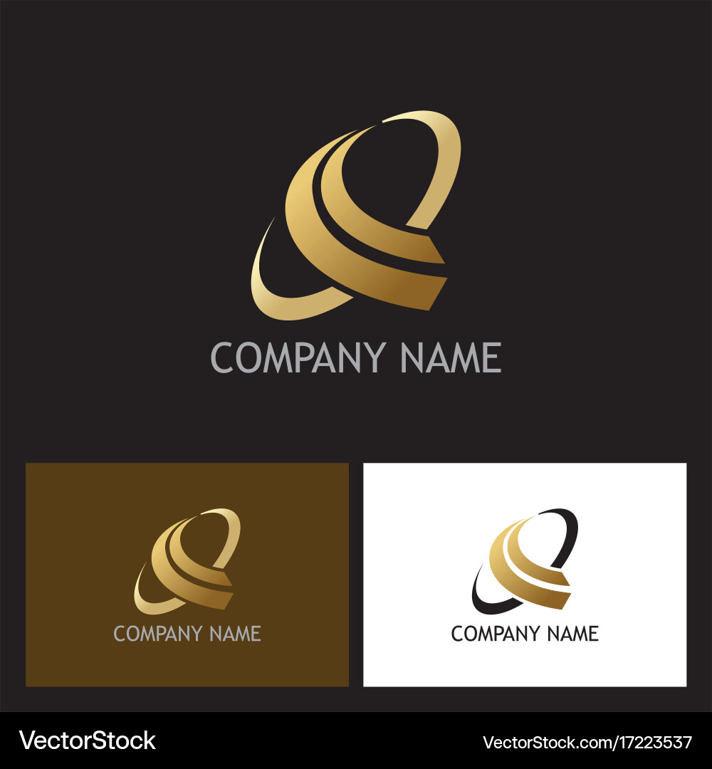 Gold abstract loop logo Royalty Free Vector Image