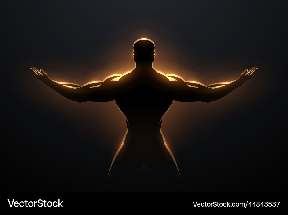 Golden man silhouette with glow effect Royalty Free Vector